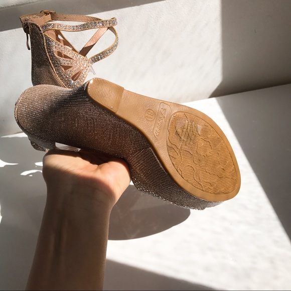 Forever 21 | Shoes | Champagne Rhinestone Cut Out Wedges | Poshmark